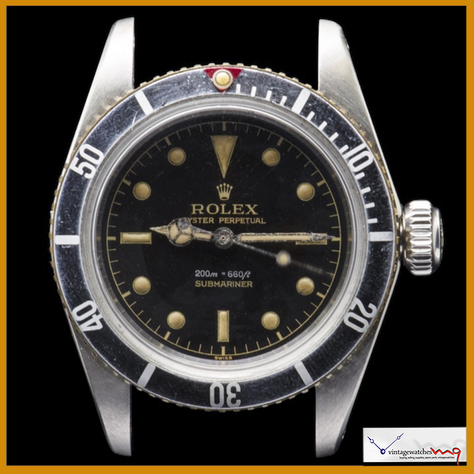 Rolex Submariner ref 6538 Glossy Gilt Dial& Bezzel Insert Re